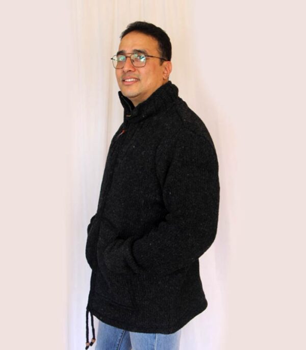 Wool Fleece Lining Plain Black Wool Jacket - Clothing in Nepal
